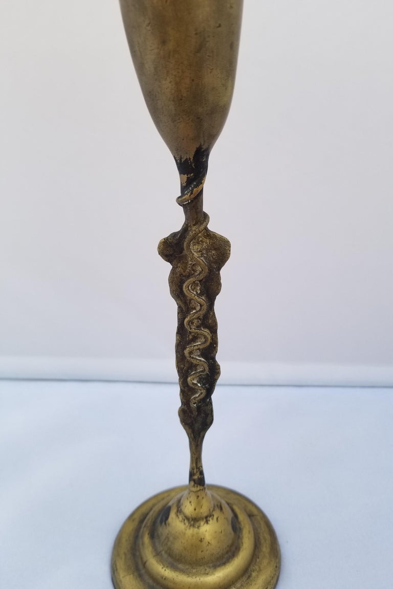 Vintage 1970s Brutalist Bronze Sculptural Goblet For Sale at 1stDibs