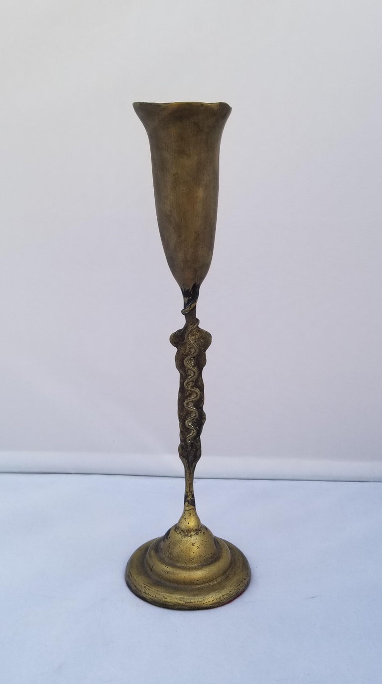 Vintage 1970s Brutalist Bronze Sculptural Goblet For Sale at 1stDibs