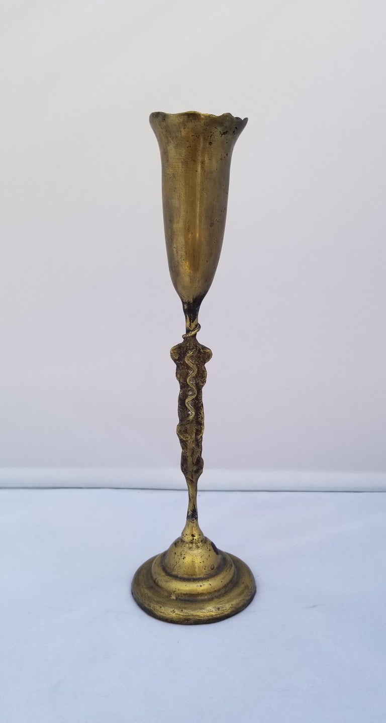 Vintage 1970s Brutalist Bronze Sculptural Goblet For Sale at 1stDibs