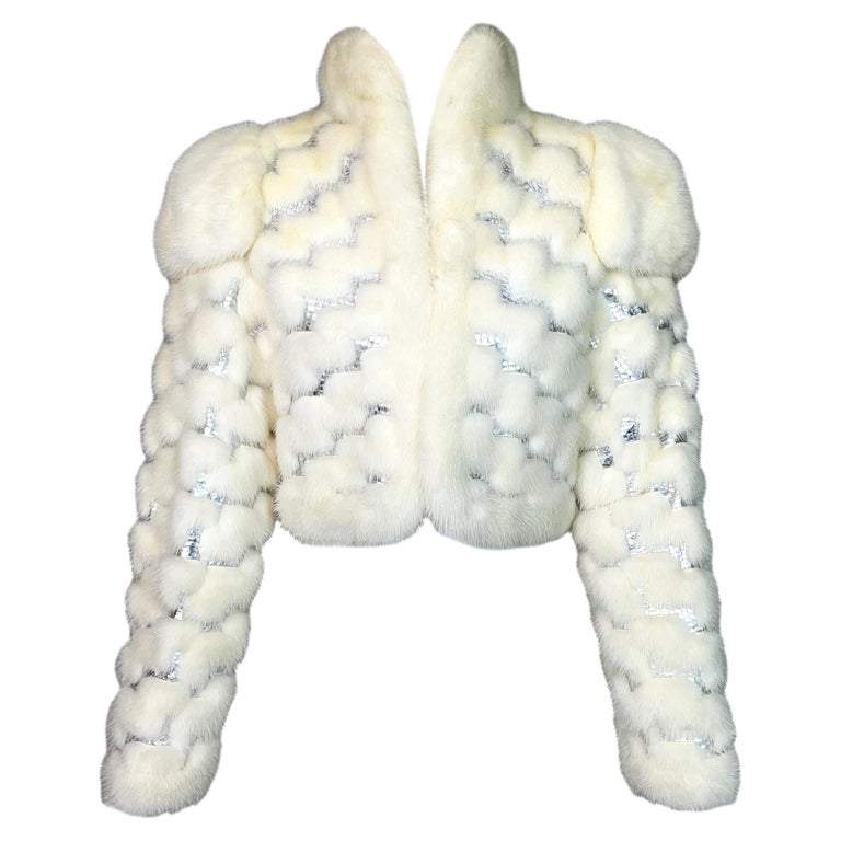 Vintage 1970's Christian Dior White Mink Fur and Silver Snakeskin ...