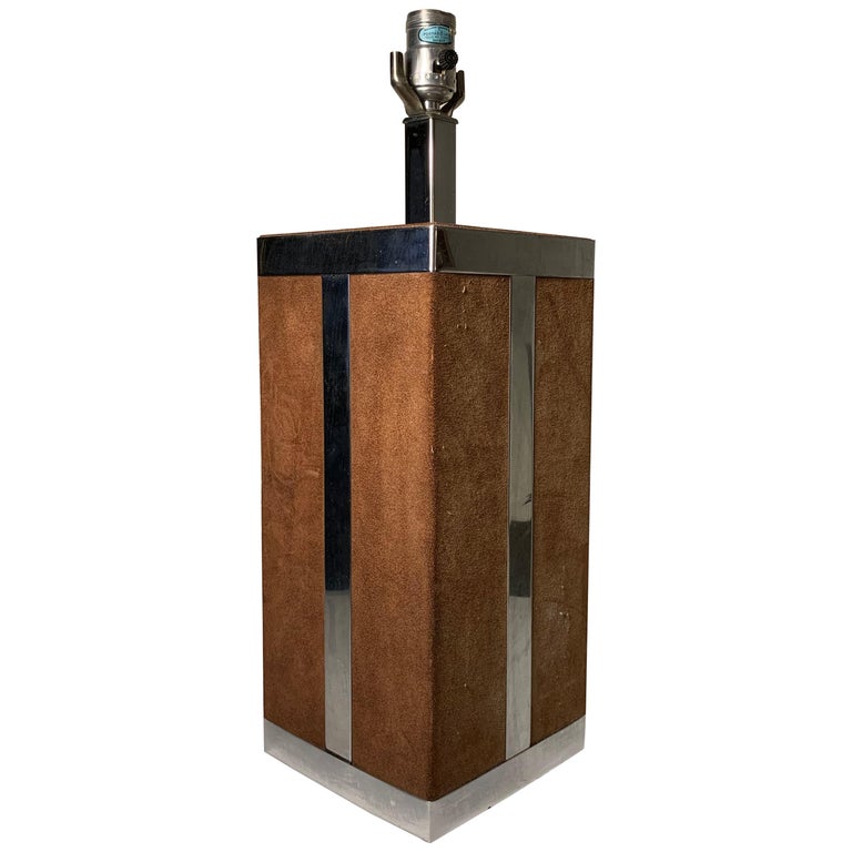 Vintage 1970s Chrome and Suede Lamp by Raymor For Sale at 1stDibs