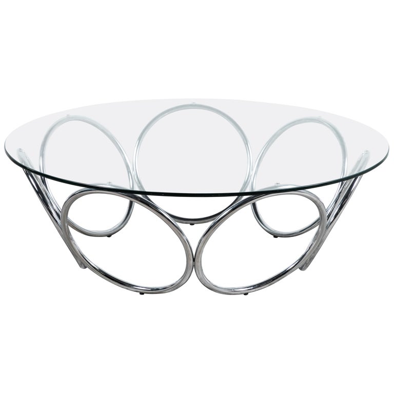 Vintage 1970s Chrome Ring Coffee Table For Sale at 1stDibs