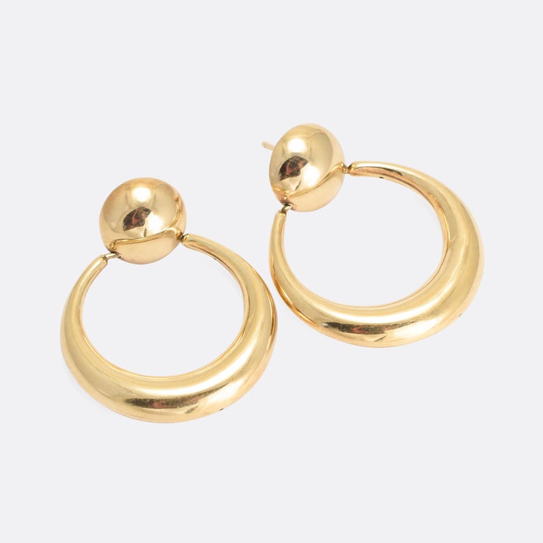 Vintage 1970s Crescent Moon Gold Hoop Earrings at 1stDibs | gold ...