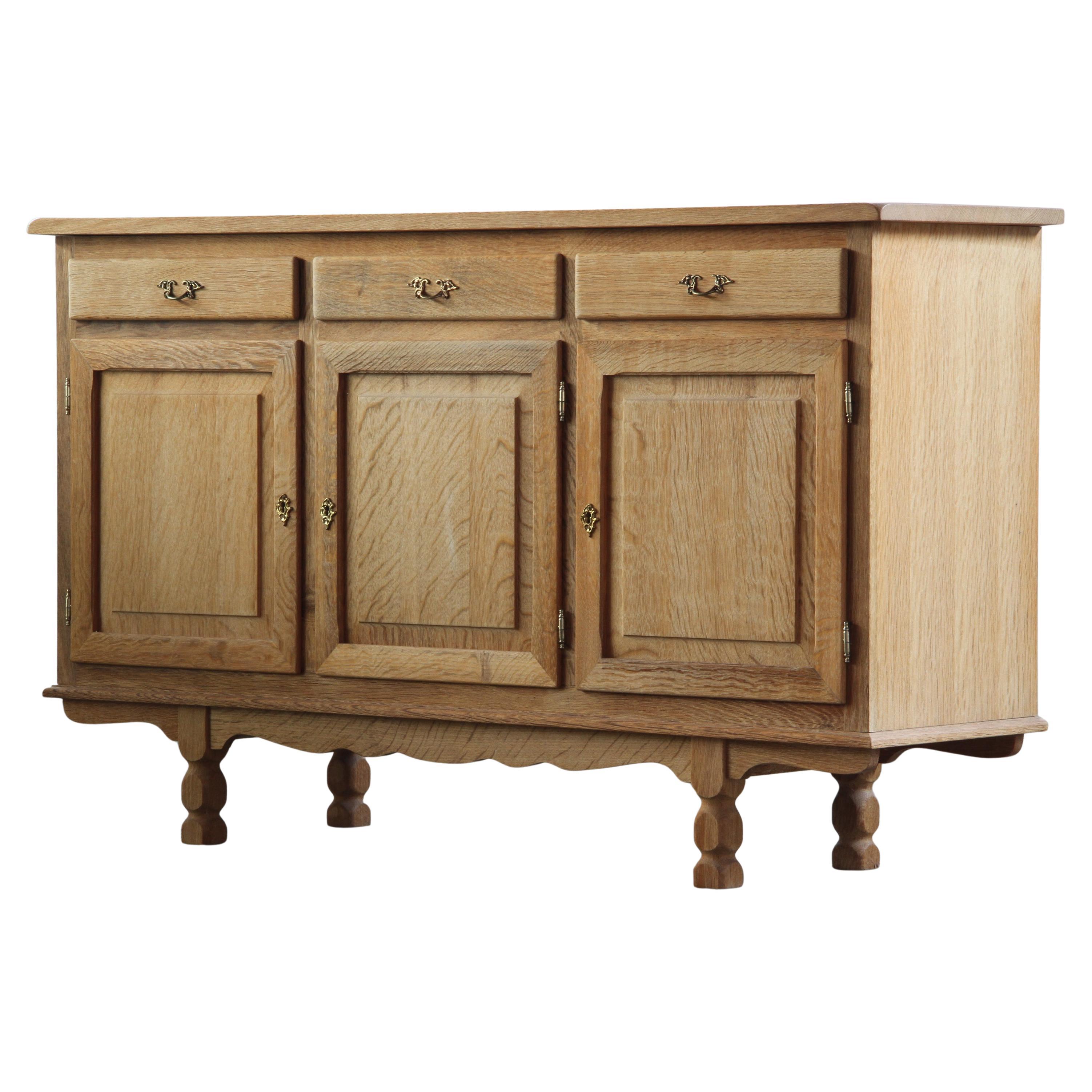 Vintage 1960s Danish Brutalist Oak Cabinet, Baroque Style of Henning ...