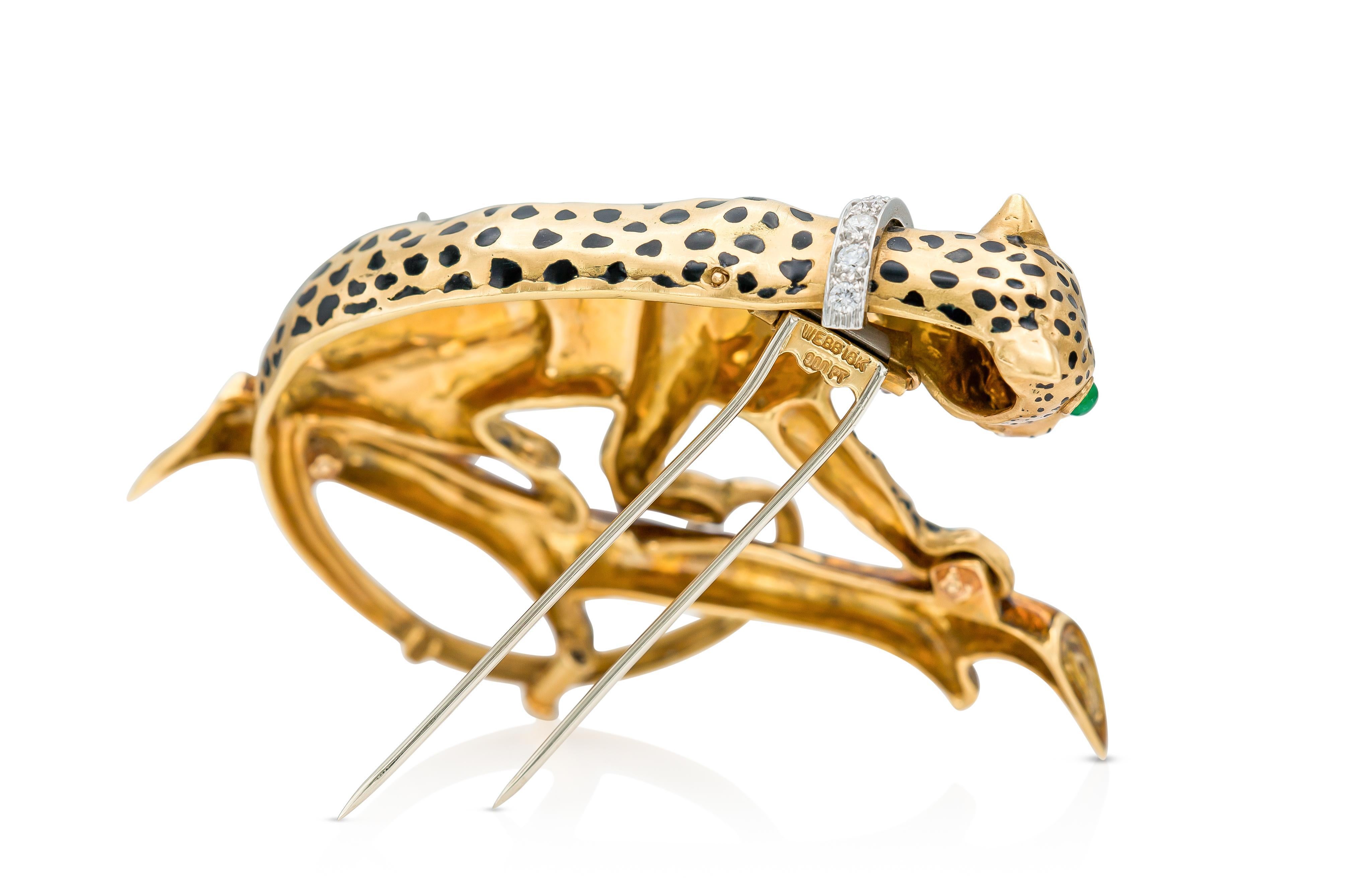 Vintage 1970s David Webb Leopard Brooch For Sale at 1stDibs