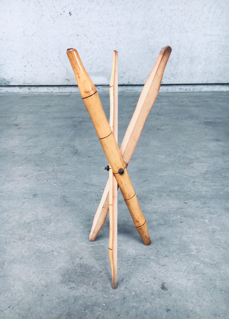 Vintage 1970's Design Faux Bamboo Folding Tripod Side Table For Sale at ...