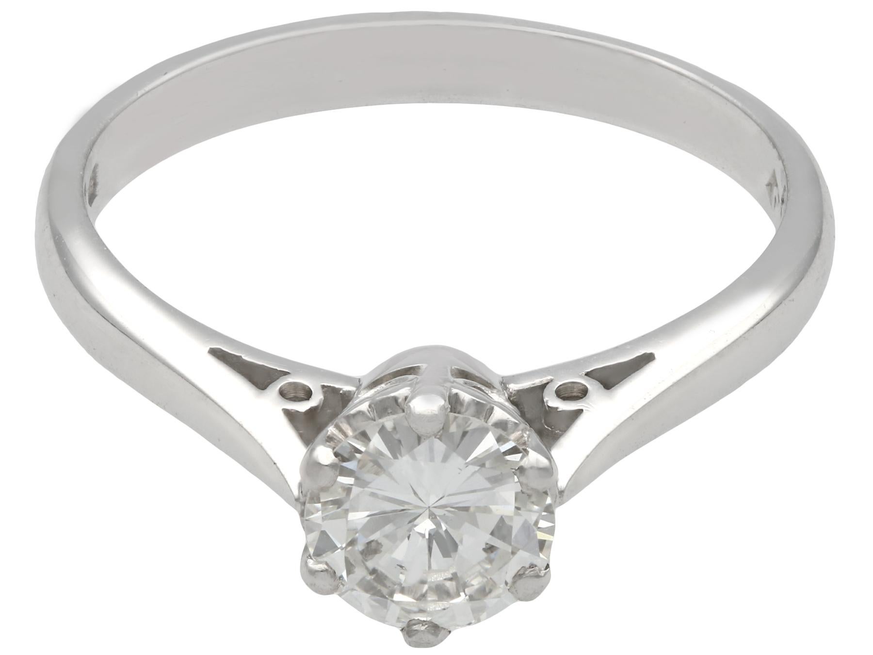 Vintage 1970s Diamond and White Gold Solitaire Engagement Ring For Sale ...