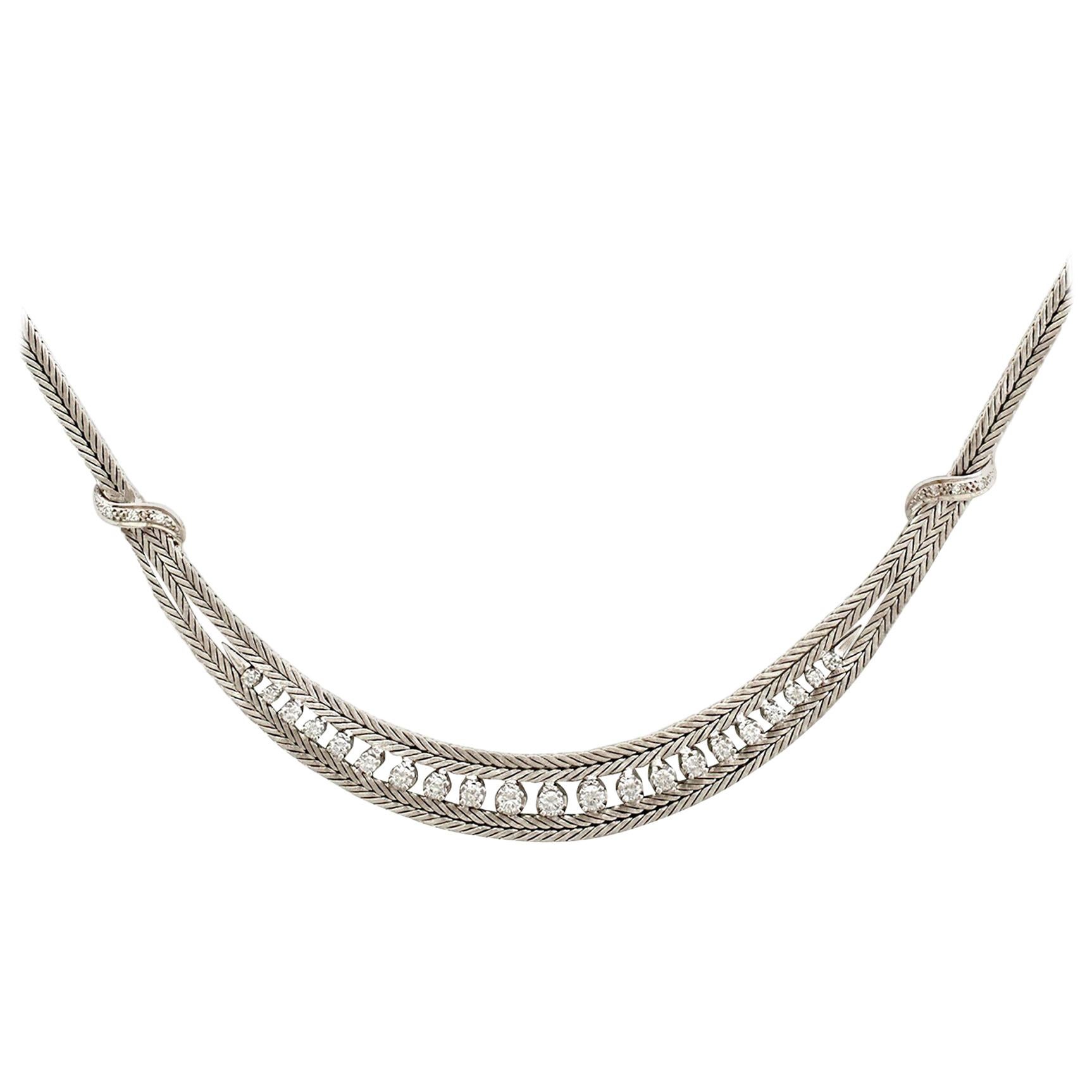 Diamond White Gold Snake Chain Pendant Necklace For Sale at 1stDibs ...