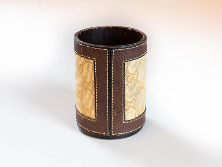Vintage 1970s Gucci GG Pencil Cup Holder at 1stDibs