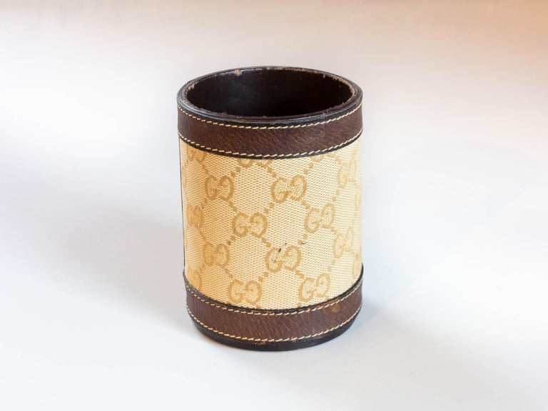 Vintage 1970s Gucci GG Pencil Cup Holder at 1stDibs