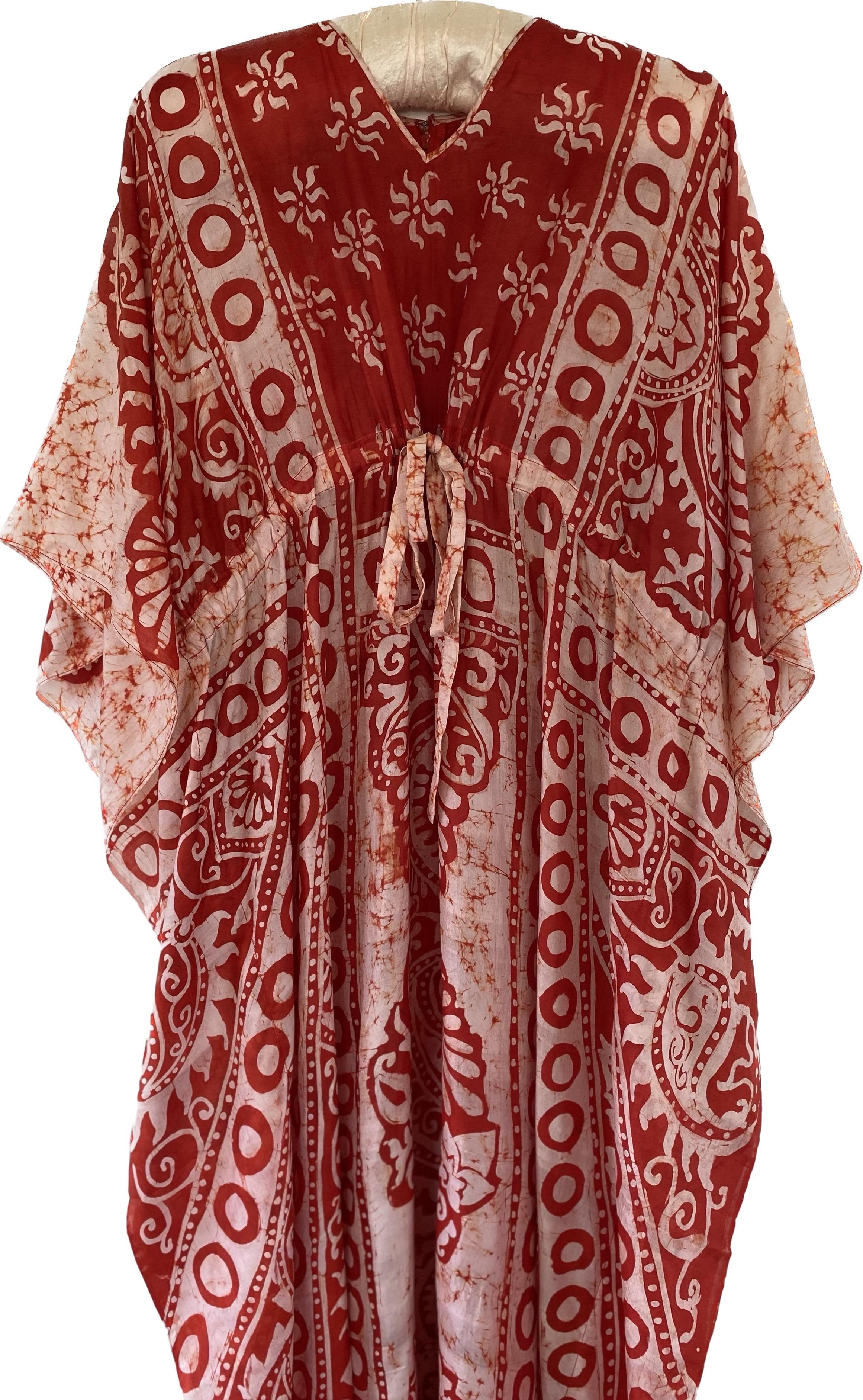 Vintage 1970s Hand Block Batik Silk Caftan Kaftan Dead-stock For Sale ...