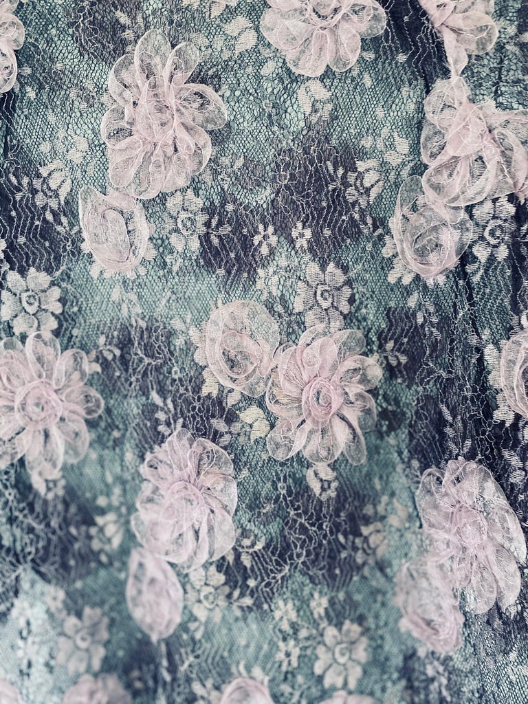 John Anthony Vintage 1970s Lace Ribbon Flower Top For Sale at 1stDibs