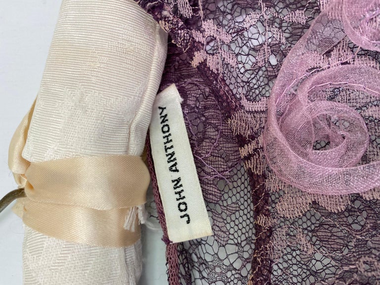 John Anthony Vintage 1970s Lace Ribbon Flower Top For Sale at 1stDibs