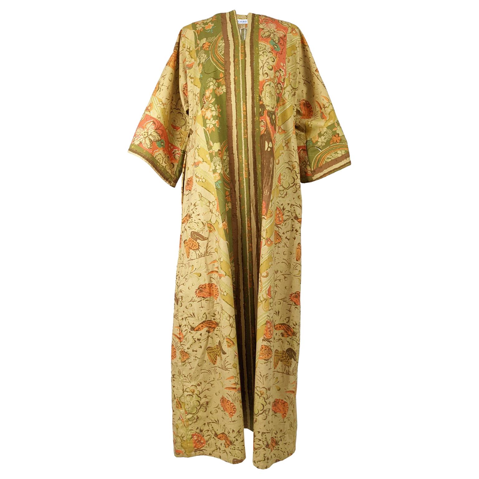 Vintage 1970s Maxi Kaftan Cotton Dress For Sale at 1stDibs