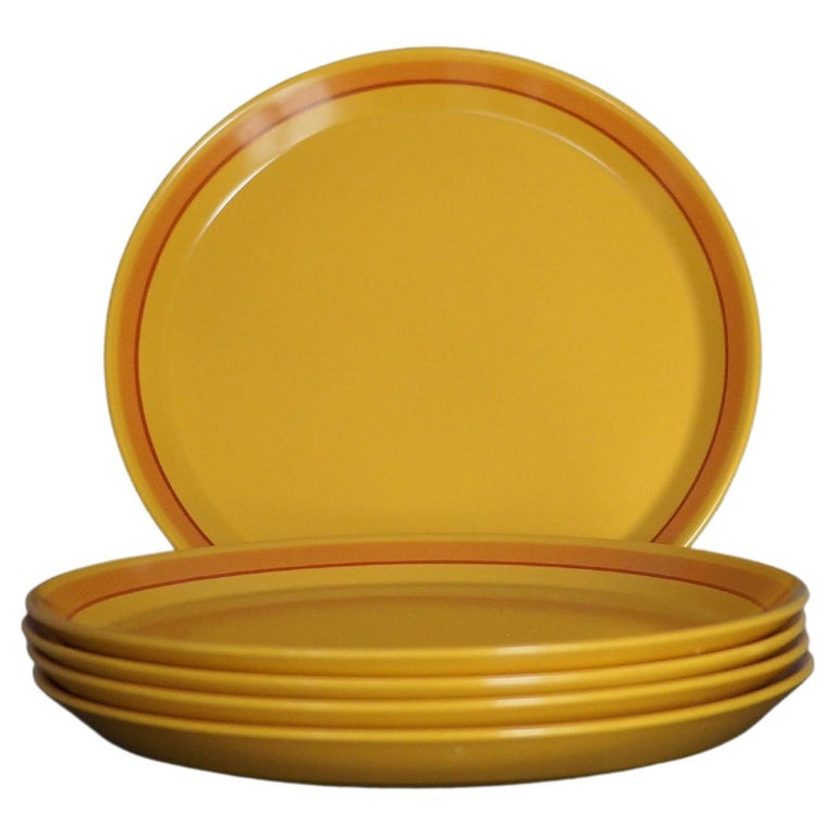 Vintage 1970s Mid Centry Modern Dinner Plate Set of 5 For Sale at 1stDibs