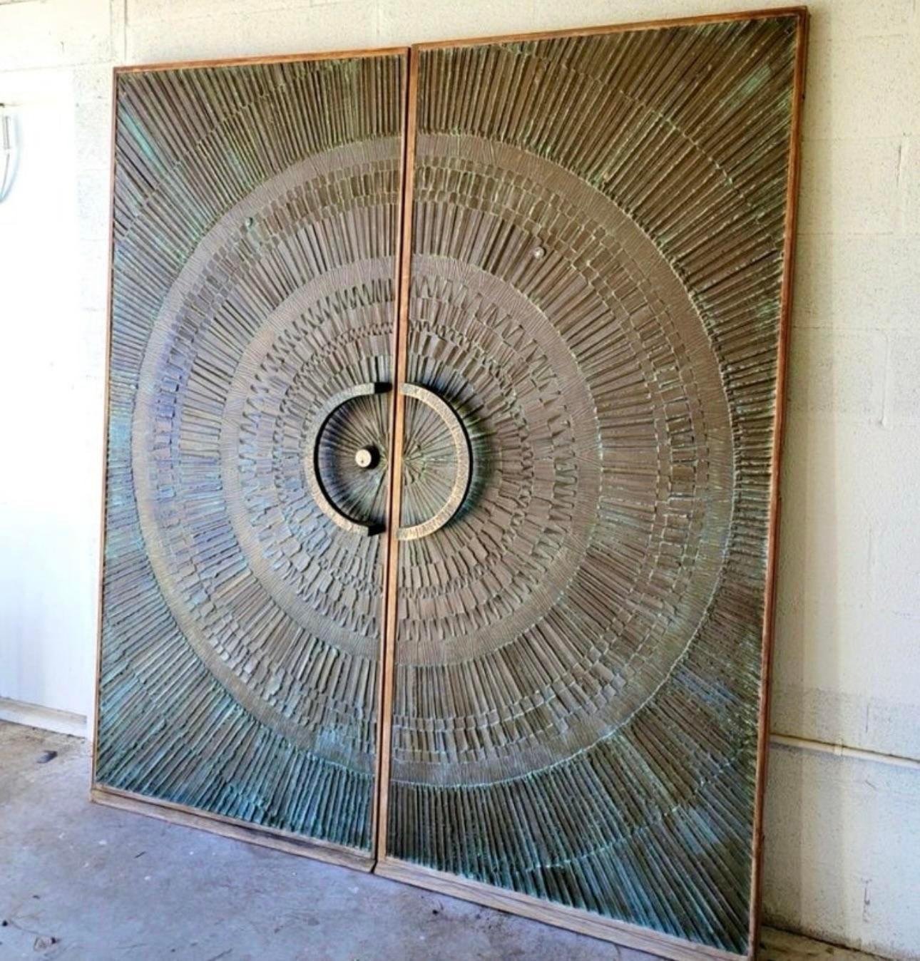 Vintage 1970s Mid-Century Modern Bronze "Heroic Sunburst" Doors - a ...