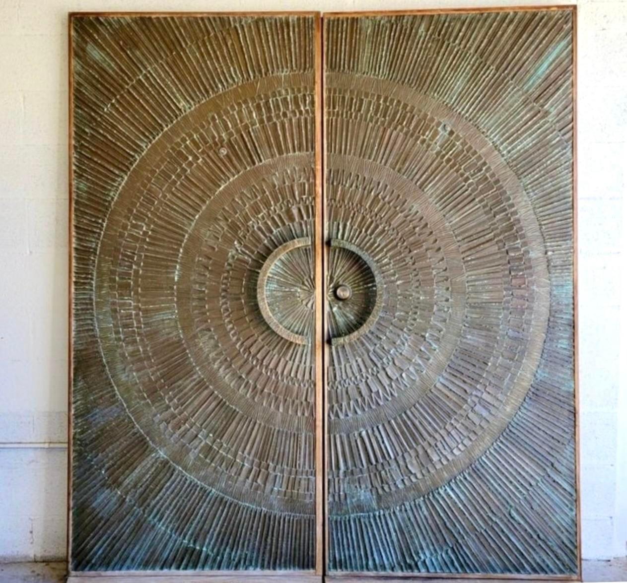 Vintage 1970s Mid-Century Modern Bronze "Heroic Sunburst" Doors - a ...