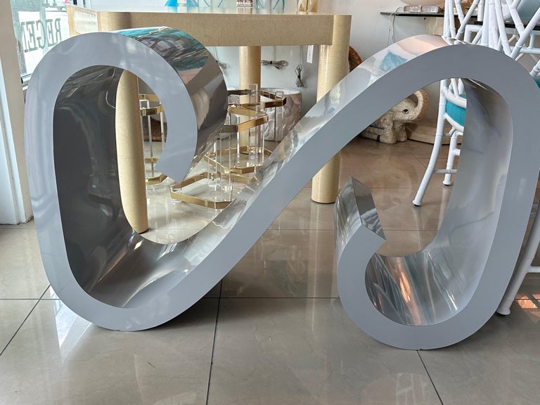 Vintage 1970s Modern Gray Wave Scroll Ming Console Table For Sale at ...