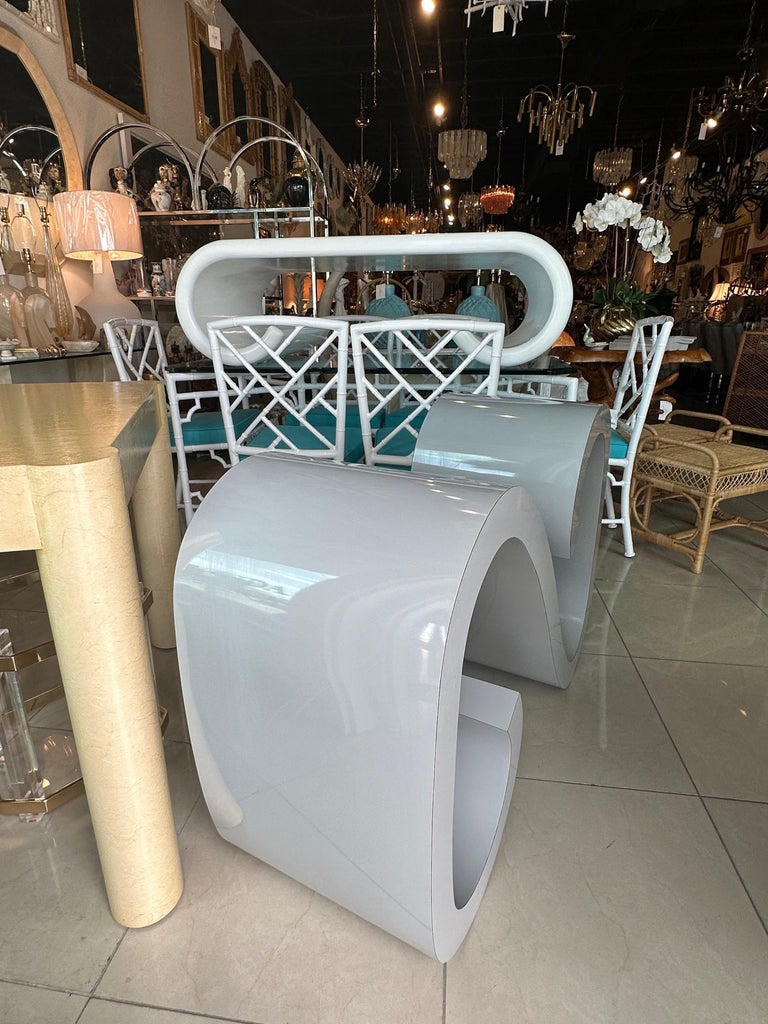 Vintage 1970s Modern Gray Wave Scroll Ming Console Table For Sale at ...