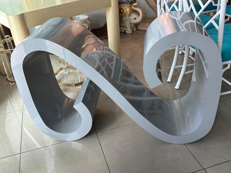 Vintage 1970s Modern Gray Wave Scroll Ming Console Table For Sale at ...