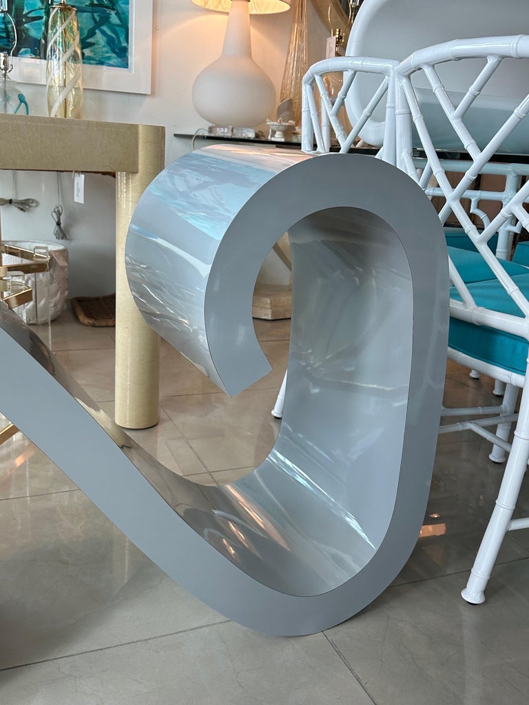 Vintage 1970s Modern Gray Wave Scroll Ming Console Table For Sale at ...