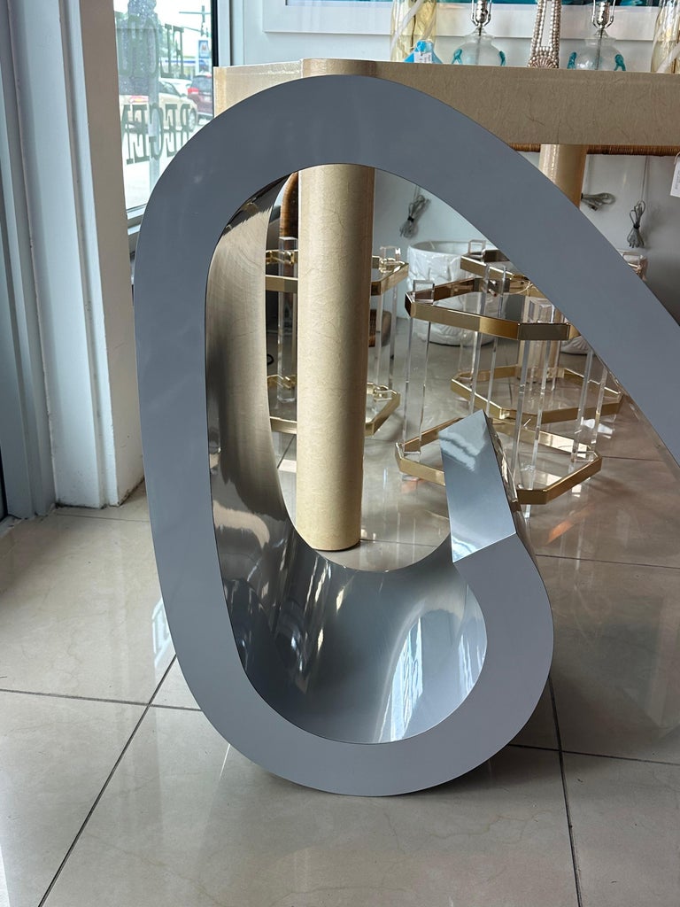 Vintage 1970s Modern Gray Wave Scroll Ming Console Table For Sale at ...