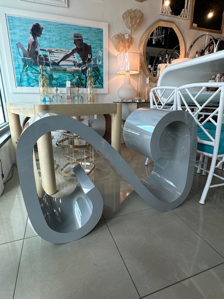 Vintage 1970s Modern Gray Wave Scroll Ming Console Table For Sale at ...