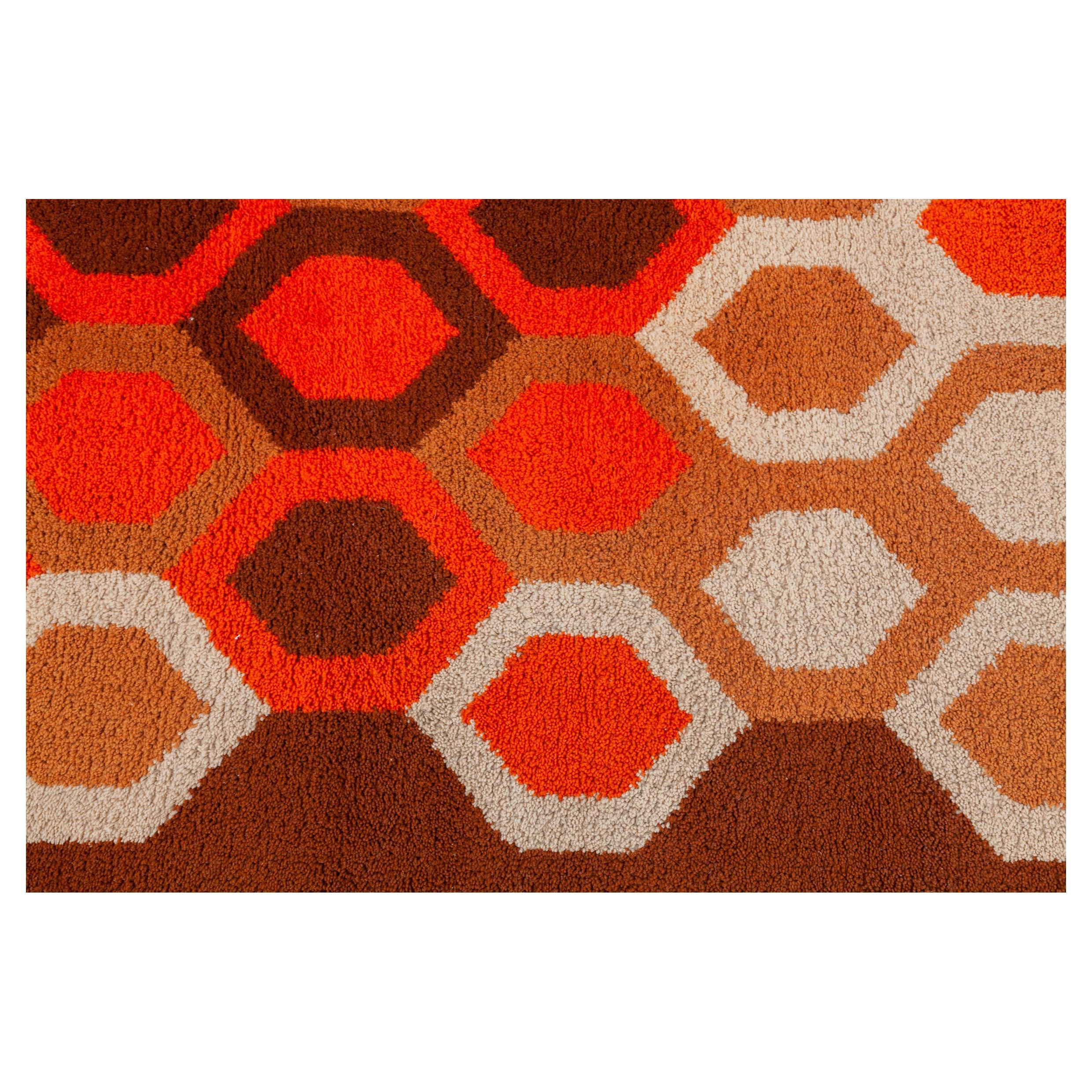 Mid Century Modern Woolen Rug Inspired by Art Deco, West Germany 1970s ...