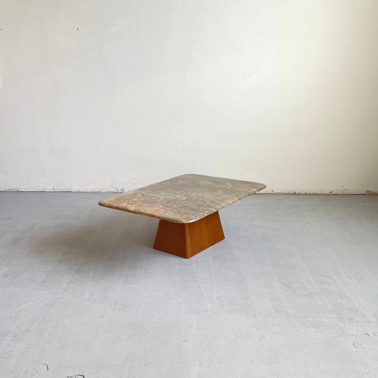 Vintage 1970s or 1980s Danish Style Onyx and Teak Coffee Table For Sale ...