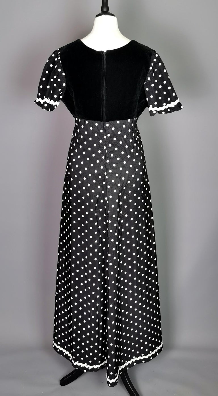 Vintage 1970s Polka dot maxi dress, Dolly Rockers For Sale at 1stDibs