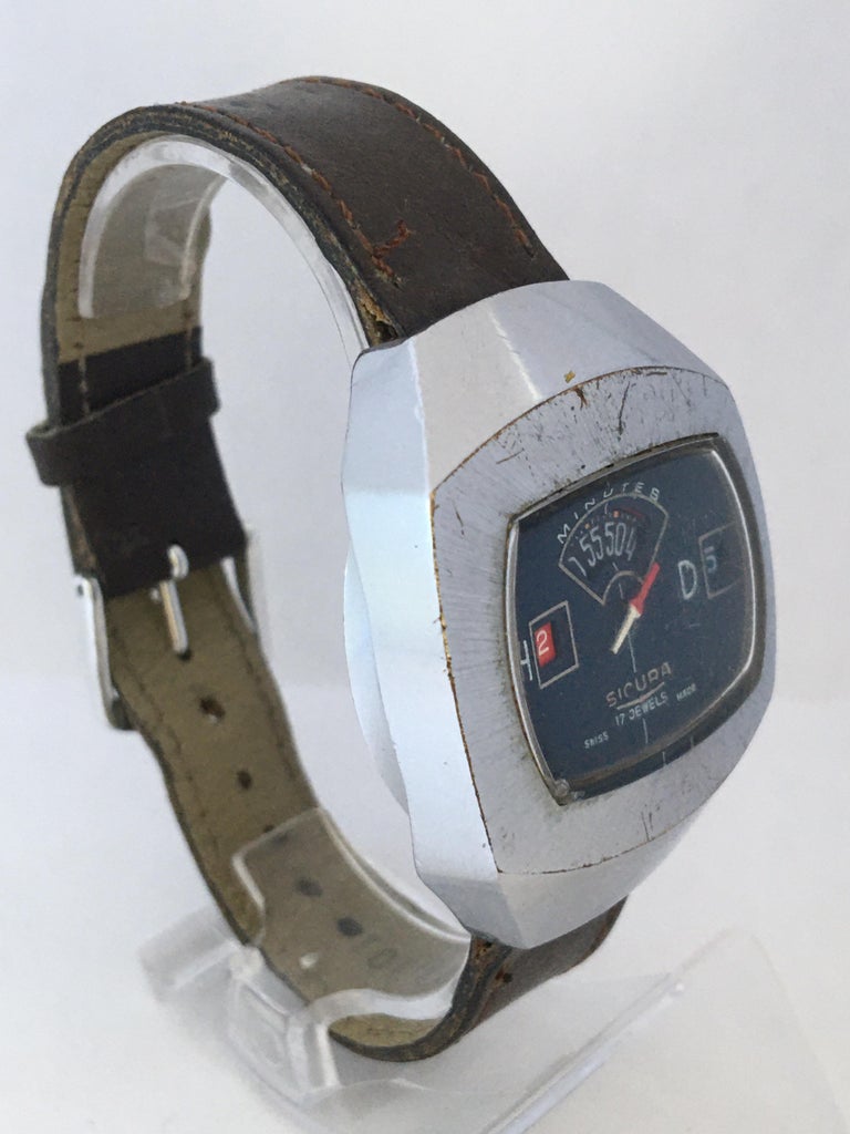 Vintage 1970s Sicura Mechanical Jump Hour 'Digital' Watch at 1stDibs ...