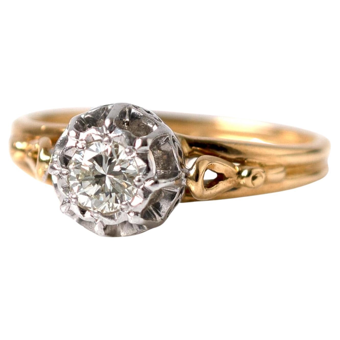 Vintage 1970s Diamond and White Gold Solitaire Engagement Ring For Sale ...