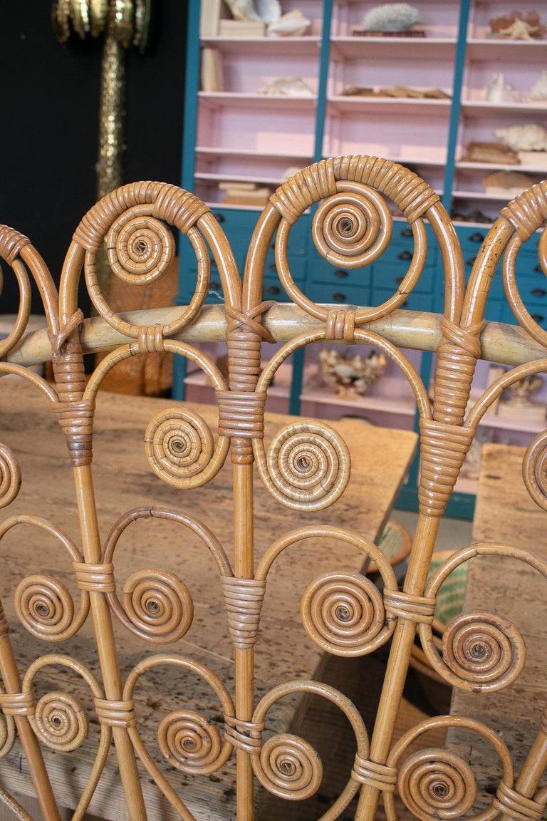 Vintage 1970s Spanish Hand Woven Wicker Bed Head For Sale at 1stDibs