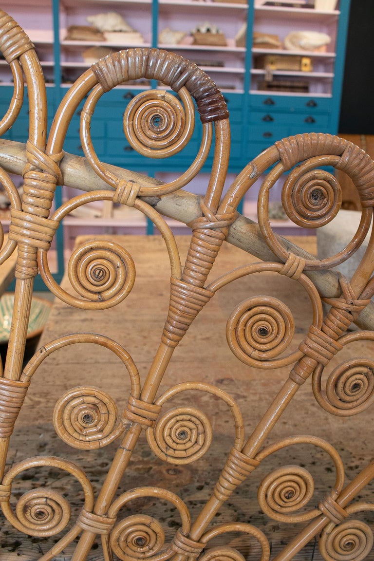 Vintage 1970s Spanish Hand Woven Wicker Bed Head For Sale at 1stDibs