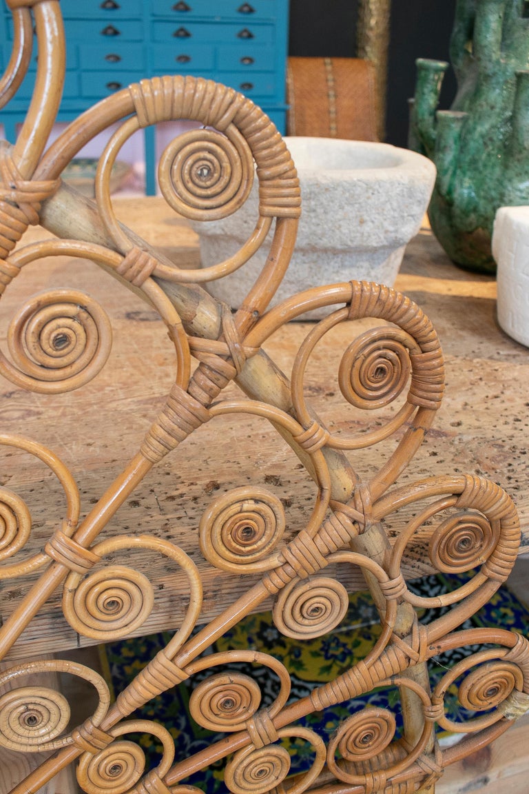 Vintage 1970s Spanish Hand Woven Wicker Bed Head For Sale at 1stDibs