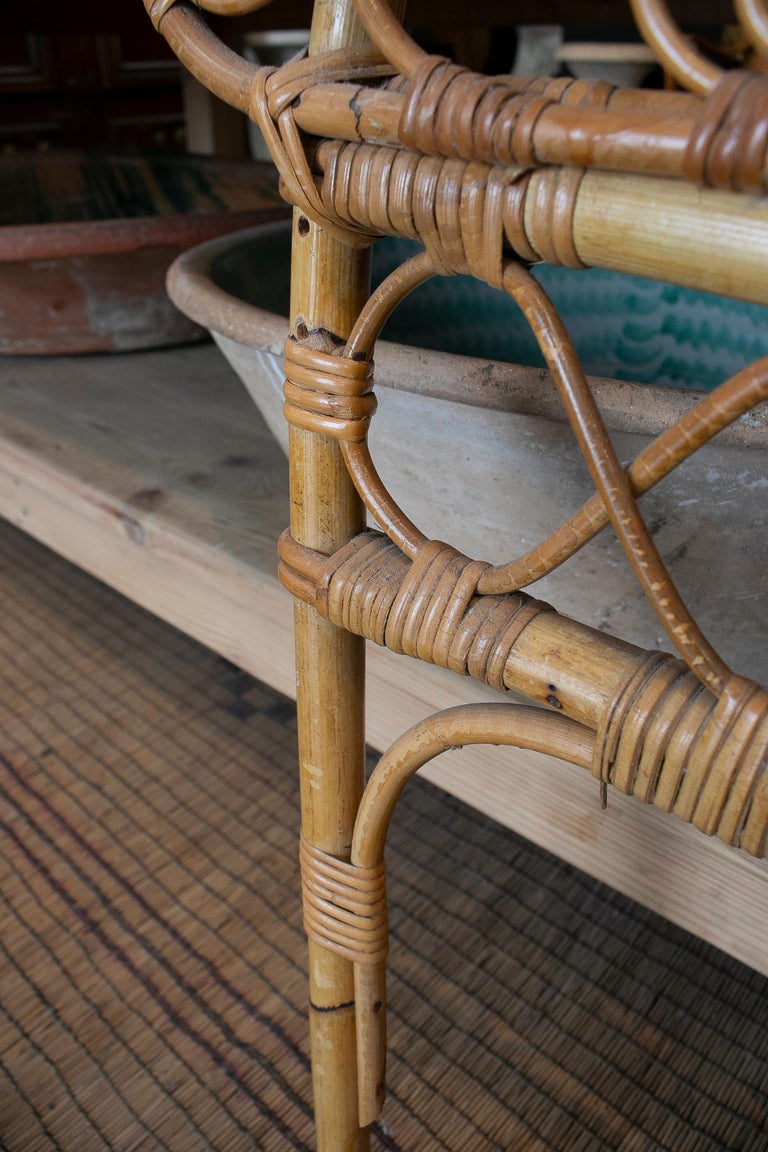 Vintage 1970s Spanish Hand Woven Wicker Bed Head For Sale at 1stDibs