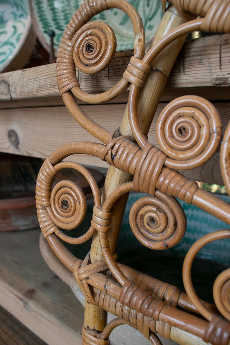 Vintage 1970s Spanish Hand Woven Wicker Bed Head For Sale at 1stDibs