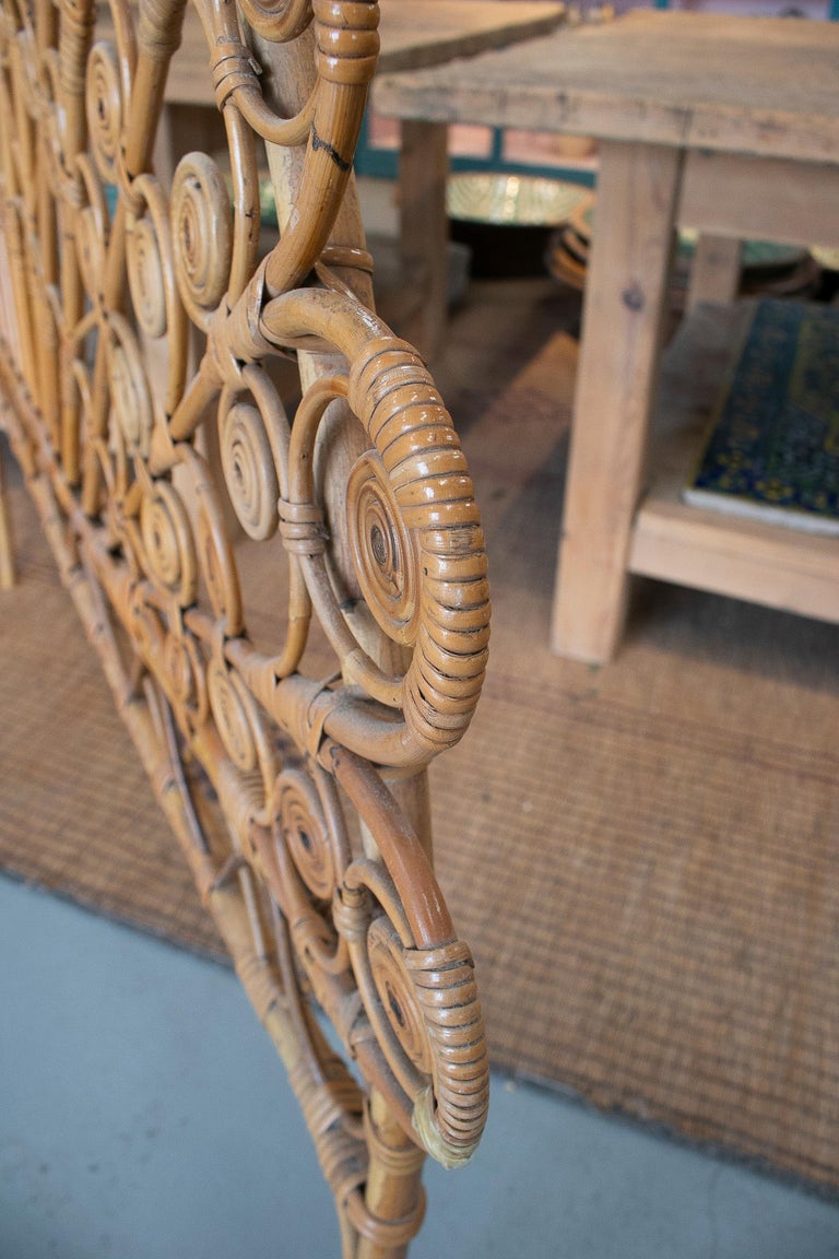 Vintage 1970s Spanish Hand Woven Wicker Bed Head For Sale at 1stDibs