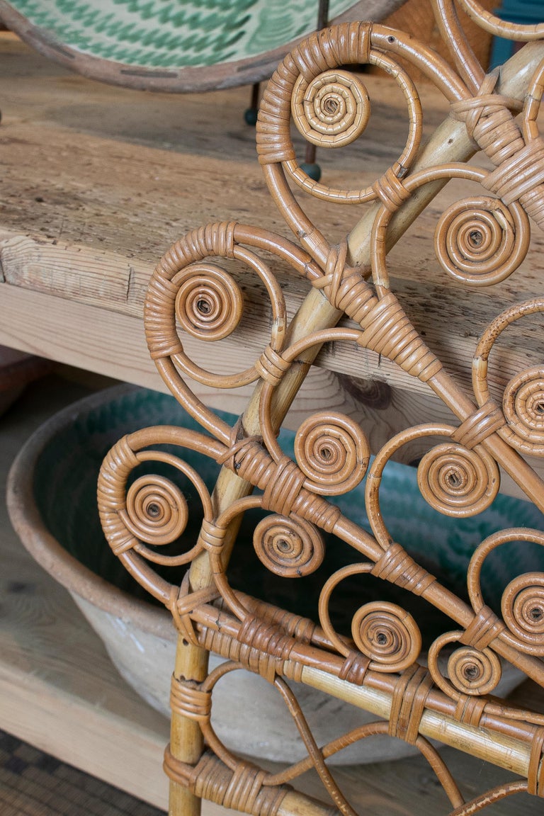 Vintage 1970s Spanish Hand Woven Wicker Bed Head For Sale at 1stDibs