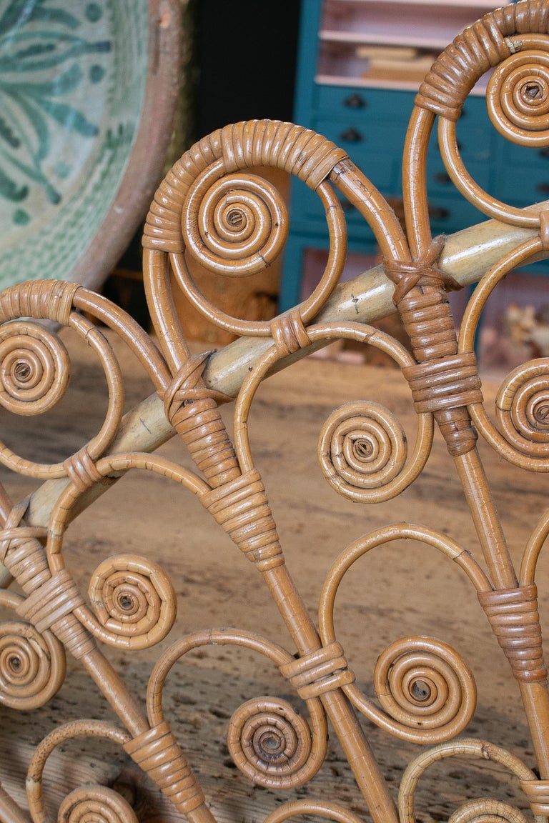 Vintage 1970s Spanish Hand Woven Wicker Bed Head For Sale at 1stDibs