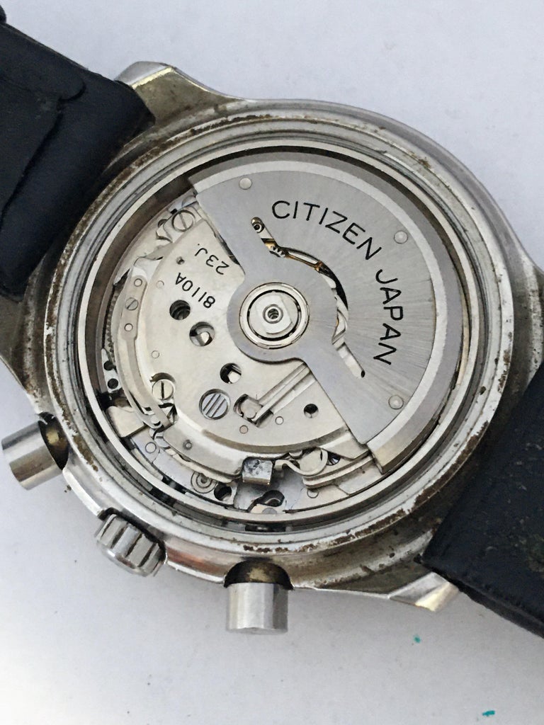 Vintage 1970s Stainless Steel Citizen Chronograph 8110 Automatic Watch ...