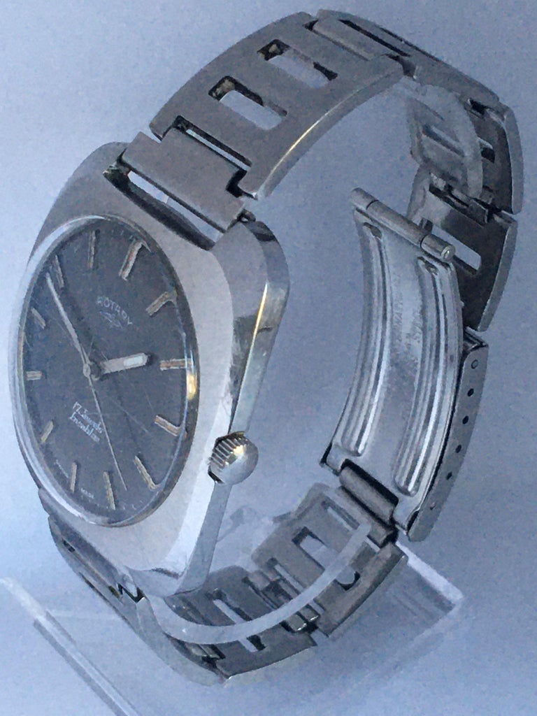 Vintage 1970s Stainless Steel Mechanical Cushion Shape Rotary Watch For ...