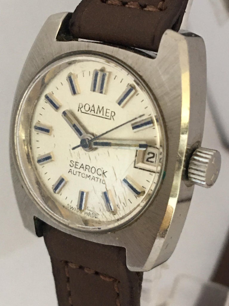 Vintage 1970s Stainless Steel Roamer Searock Automatic Ladies Watch For ...