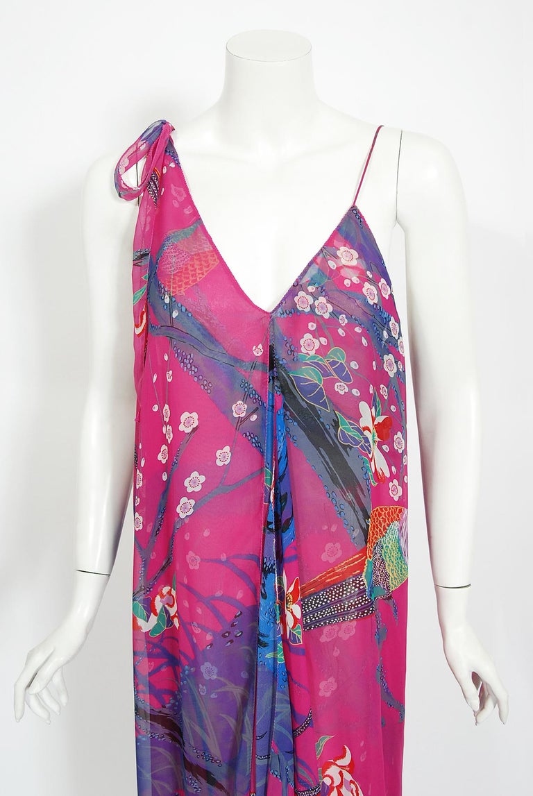 Rare Vintage 1970's Stephen Burrows Bird Novelty Print Fuchsia ...