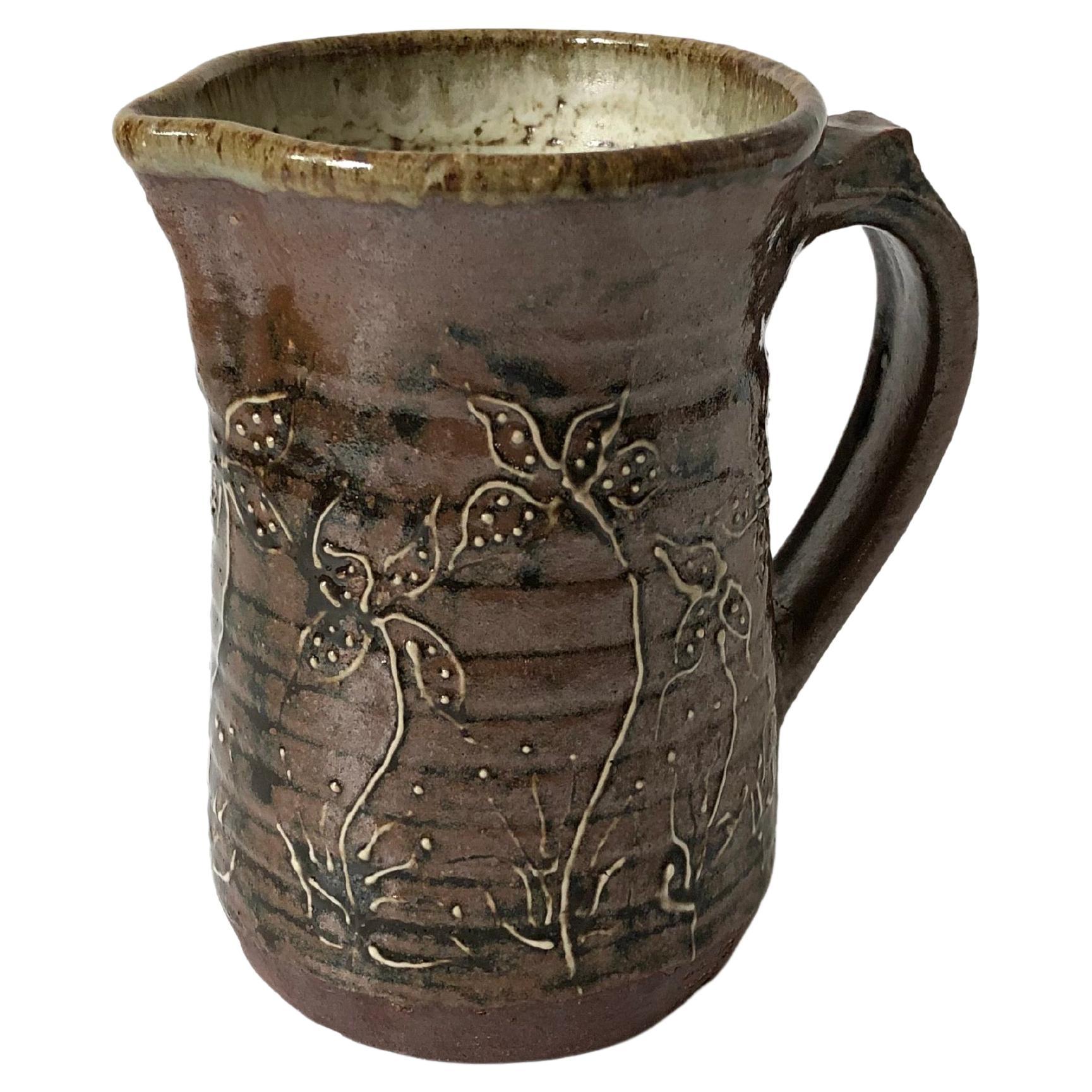 French Pottery Flower Pitcher For Sale at 1stDibs