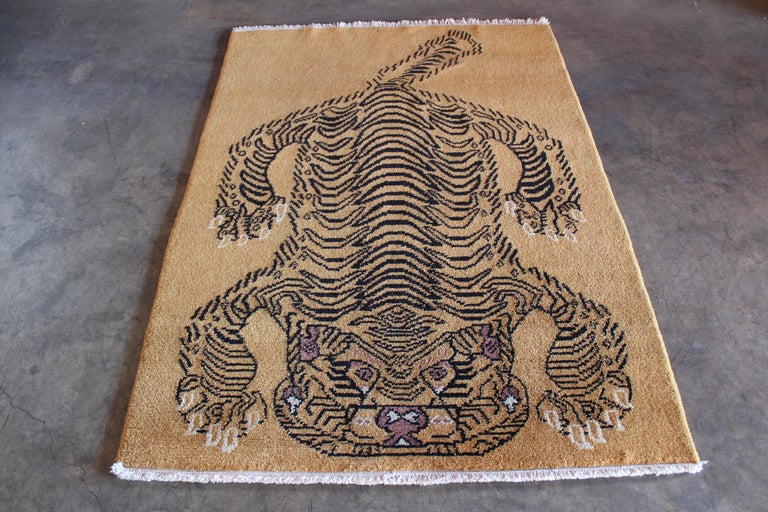 Vintage 1970s Tibetan Wool Tiger Rug at 1stDibs