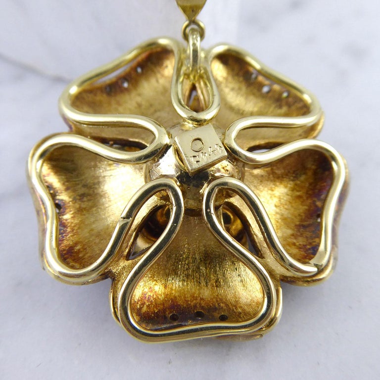 Vintage 1970s Tudor Rose, Blue Enamel and Diamonds, Gold Chain at 1stDibs