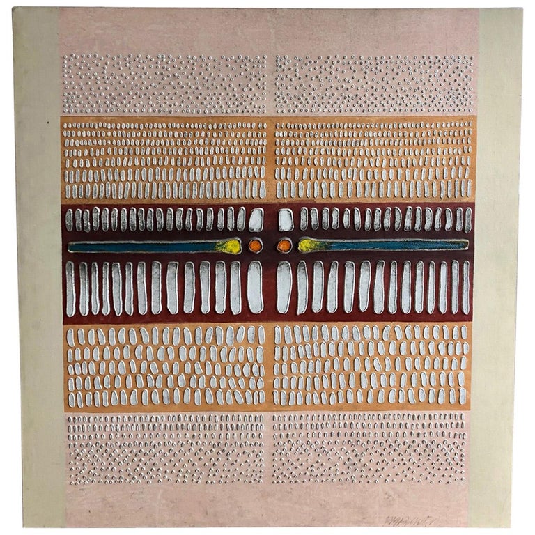 Vintage 1970s Untitled "Maxwell Pochoir" Mixed-Media on Canvas by Paul ...