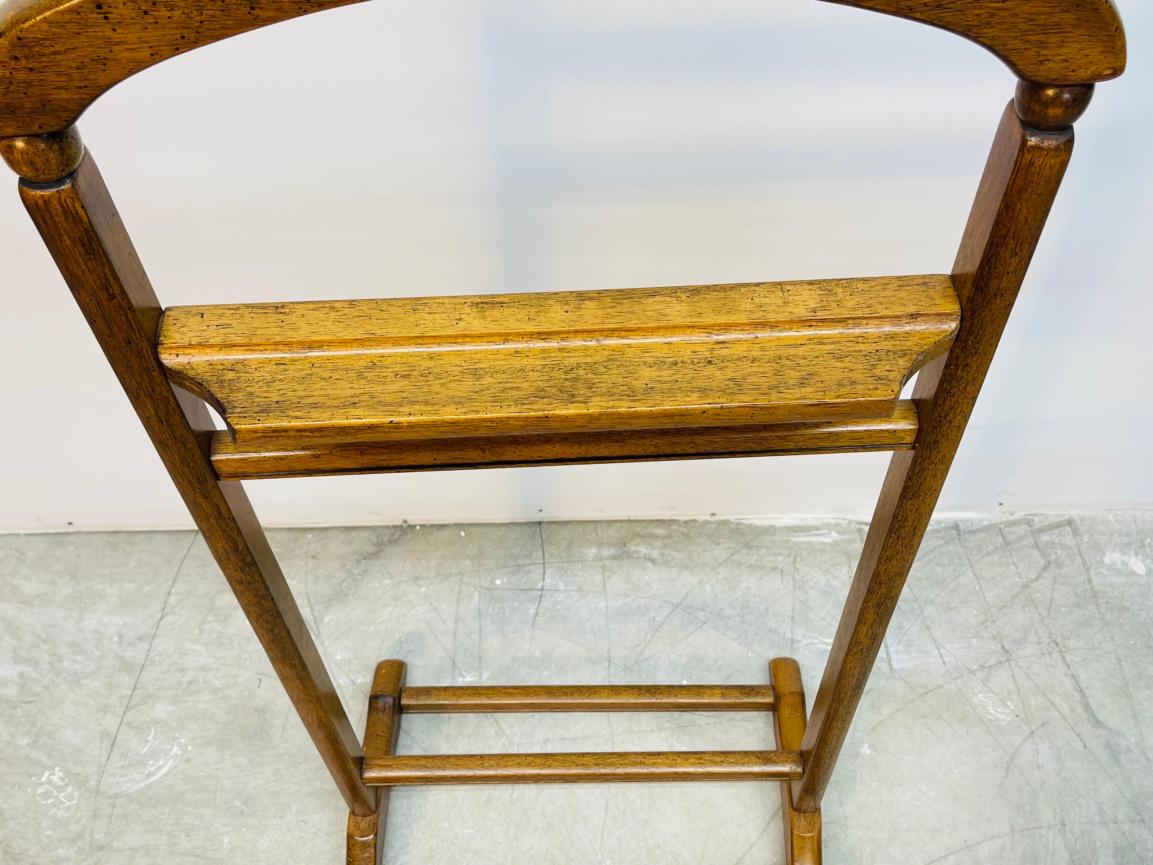 Vintage 1970s Wood Bedroom Valet Stand For Sale at 1stDibs