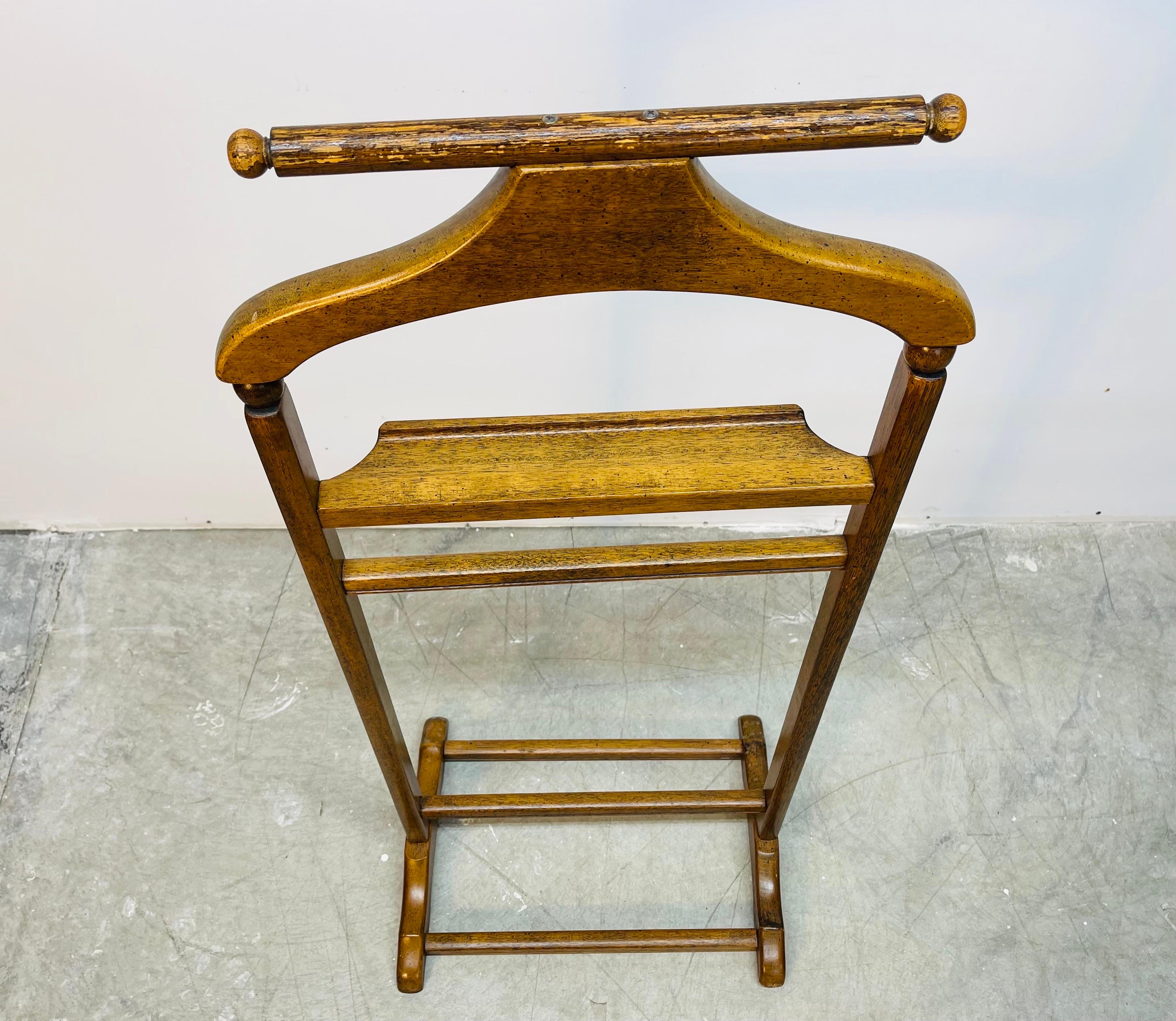 Vintage 1970s Wood Bedroom Valet Stand For Sale at 1stDibs